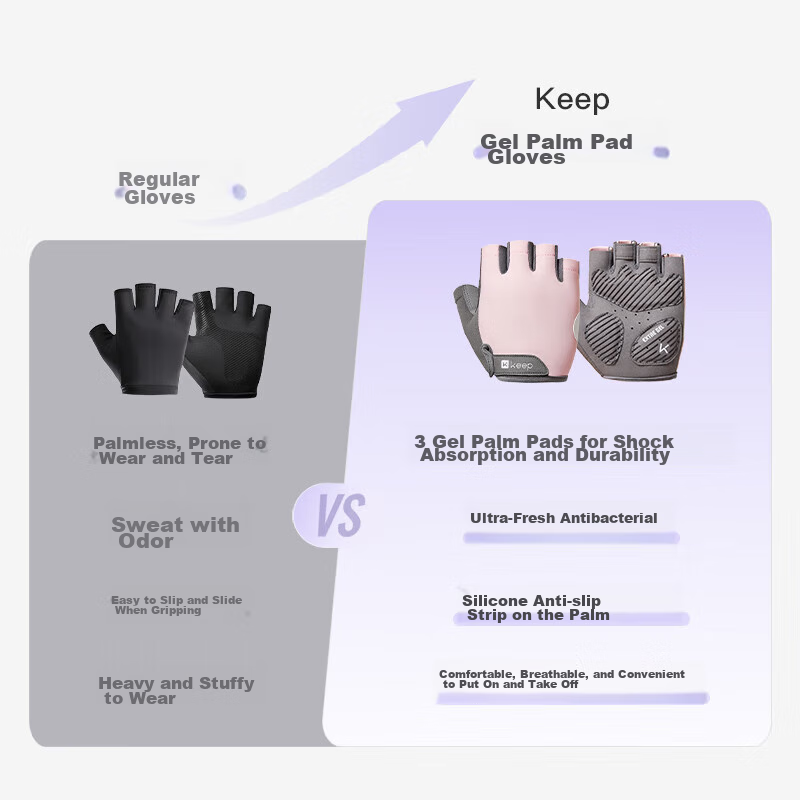 Keep Fitness Gloves for Men And Women, Gel 3D Palm Pads, Sports Equipment Training, Cycling Half-Finger Non-Slip Wrist Guard, Cloud Pink, Size M