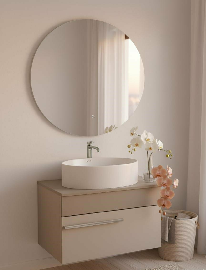 Мебель для ванной Вудлайн 65, розовый-бежевый, раковина Ovale, зеркало D65