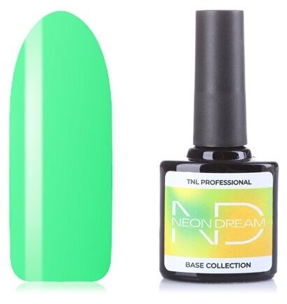 TNL, Цветная база TNL Neon dream base №01 - яблочный мармелад (10 мл.) (неоновый зеленый, без блесток и перламутра, плотный.)