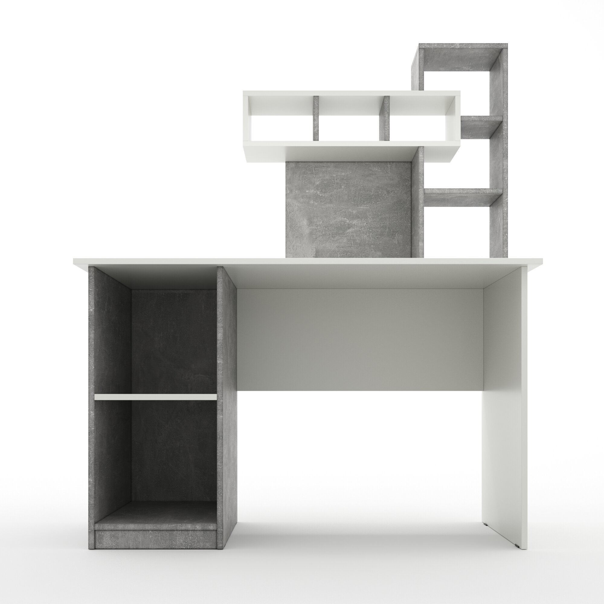 Стол Компьютерный / Цемент Светлый / Белый / 1200х1448х600