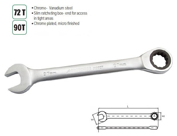 Ключ комбинированный с трещоткой 22мм B0515 AEROFORCE
