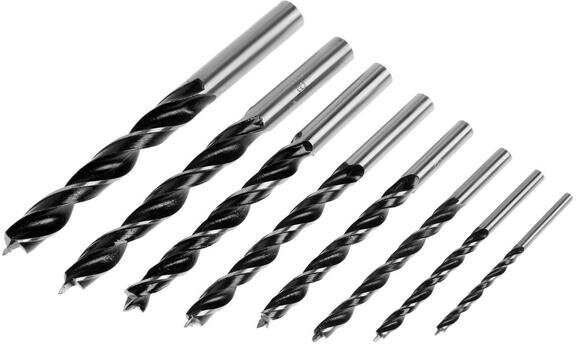 Набор сверл по дереву тундра, цилиндрический хвостовик, 3-4-5-6-7-8-9-10 мм, 8 шт.