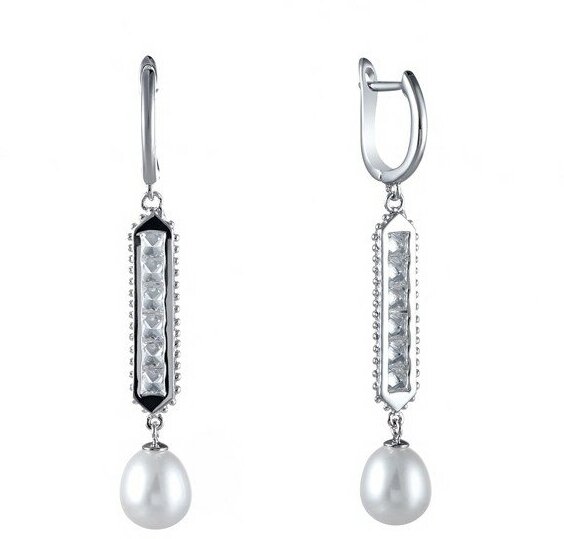 Серьги ELEMENT47, серебро, 925 проба, жемчуг, стекло