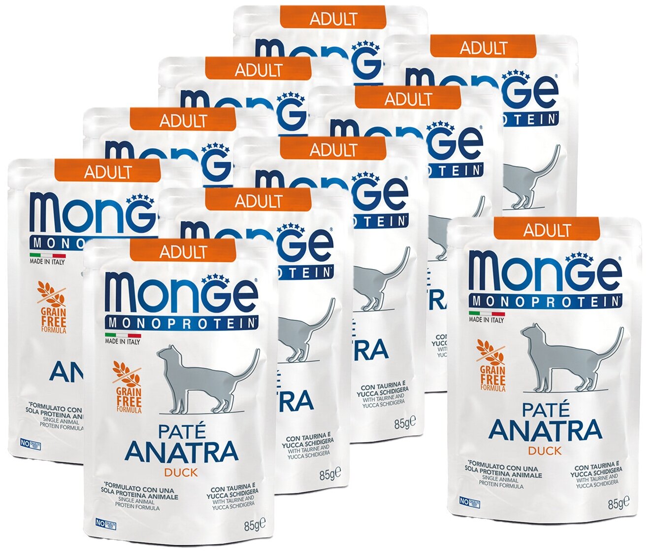 Monge Cat Monoprotein Pouch паучи для кошек утка 85г х 10 шт.