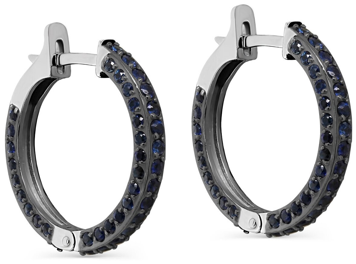 Серьги, белое золото, 585 проба, сапфир