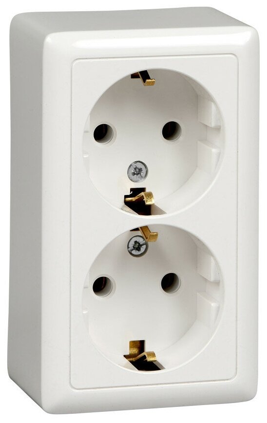 ХИТ О/У Розетка двойная с изолирующей пластиной с/з, белая, 16А, Systeme Electric