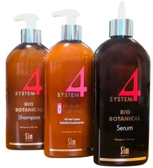 Sim Sensitive Система 4 комплекс от выпадения волос: шампунь 500мл, маска 500мл, сыворотка 500мл
