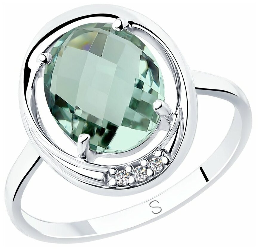 Кольцо, серебро, 925 проба, родирование, кварц