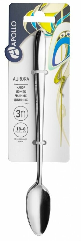 Ложка нержавеющая сталь, 3 предмета, чайная, Apollo, Aurora, AUR-63