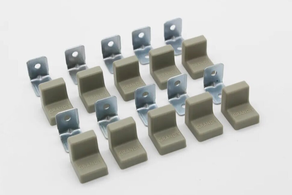 Уголок мебельный , 20*20 мм, с пластиковой заглушкой в комплекте , Grandis , цвет серый (10 штук)