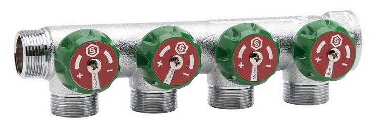 Коллектор STOUT- 3/4"(НР/ВР) на 4 контура 1/2"(плоское уплотнение)