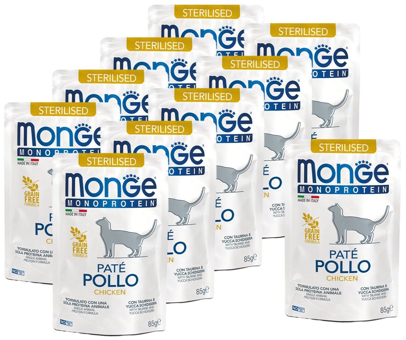 Monge Cat Monoprotein Pouch паучи для стерилизованных кошек курица 85г х 10 шт.