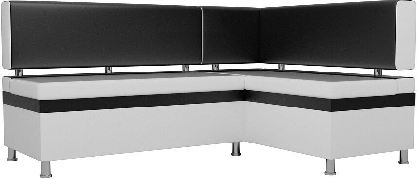 Кухонный диван Стайл угловой Черно-Белый Экокожа Правый, 170х114х88 см, с ящиком для белья
