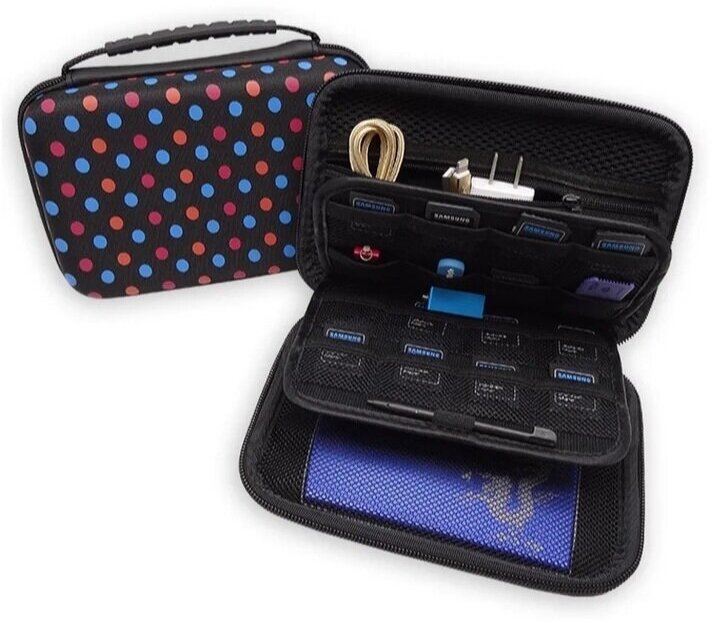 Чехол сумка для Nintendo 3DS, 3DS XL, 3DS XL New "Горошек" с отделениями для аксессуаров