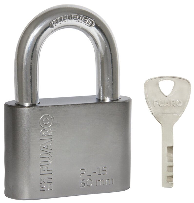 Замок навесной Fuaro (Фуаро) PL-15-50 Nickel диск. 4 ключа блистер