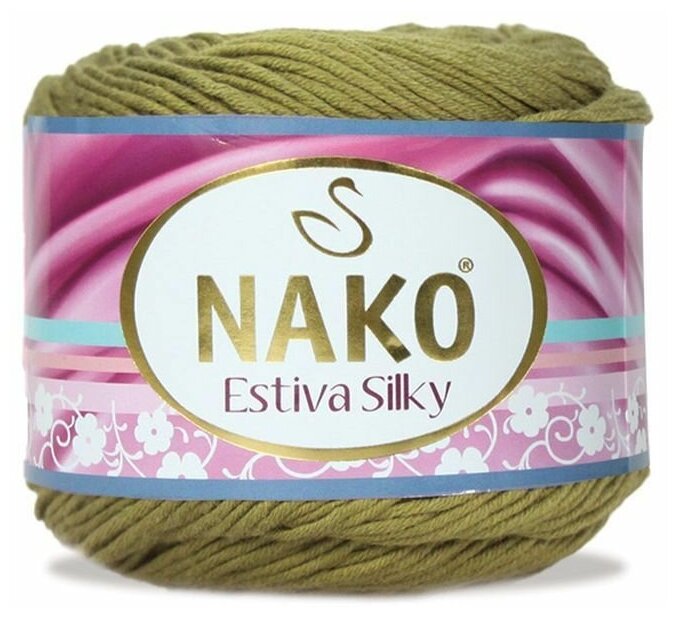 Пряжа Estiva Silky, Nako, хаки - 12934, 52% хлопок, 48% бамбук, 5 мотков, 100 г, 224 м.
