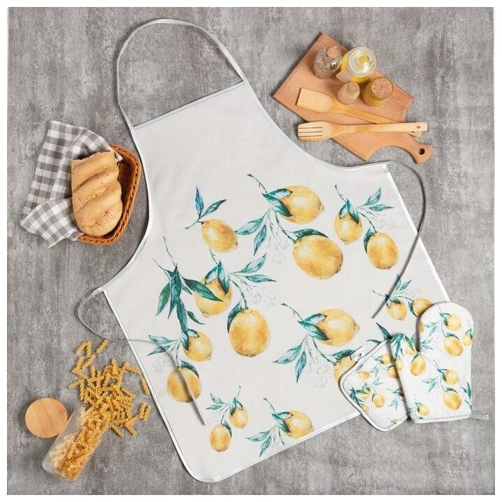 Кух. набор 3 пр. Доляна"Lemon", прих.17*17см, рукав.26*16см, фарт.70*80 см 100% п/э 5985597