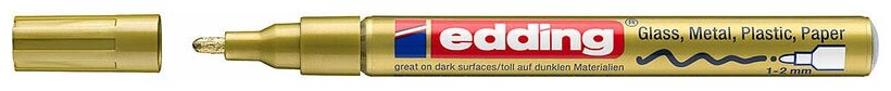 Маркер лаковый глянцевый edding 751, круглый наконечник, 1-2 мм Золотой,
