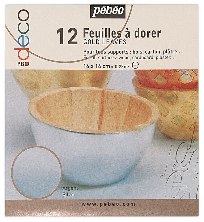 PEBEO Набор листовой потали 14 x 14 см 12 шт. 094209 под серебро