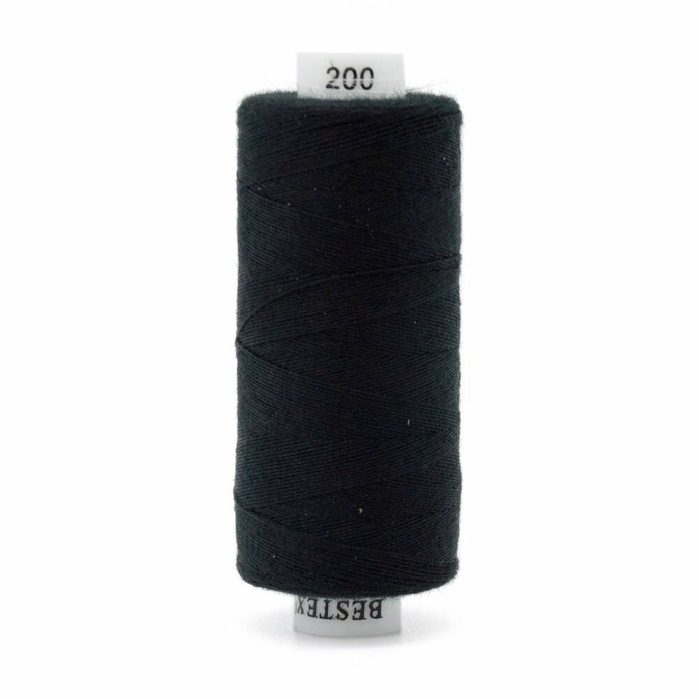 Швейные нитки Bestex универсальные, 400 ярд, цвет 200 черный, 10 шт