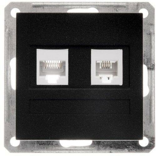 Розетка компьютерная + телефонная 2-м СП W59 RJ45 + RJ11 кат.5E 1А механизм черн. бархат SE RSI-251TK5E-6-86