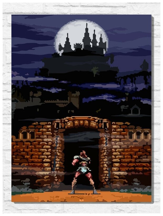 Картина по номерам на холсте игра Dark Castle (Sega, Сега, 16 bit, 16 бит, ретро приставка) - 9943 В 30x40