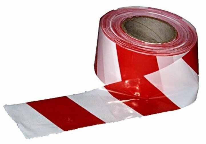 Лента оградительная красно-белая 75мм х250м, 160542