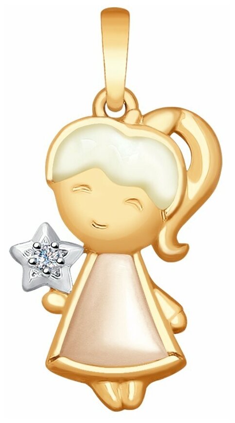 Подвеска, красное золото, 585 проба, бриллиант