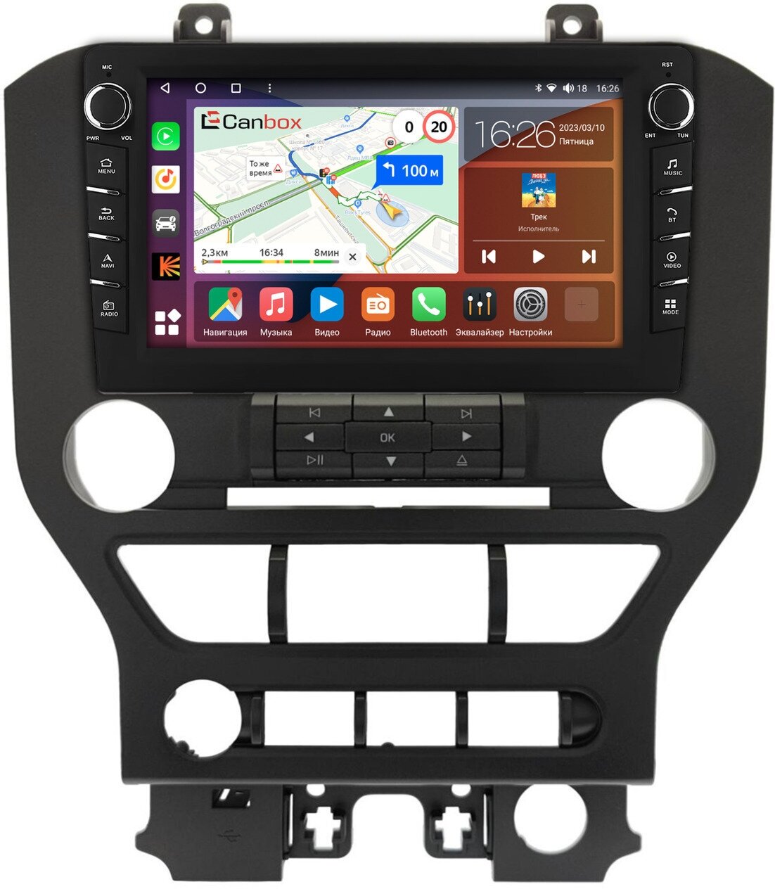 Штатная магнитола Ford Mustang 6 2014-2023 (Тип B) Canbox H-Line 7832-9-5059 Android 10 (4G-SIM, 4/32, DSP, IPS) С крутилками