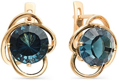 Серьги золото, 585 проба, раухтопаз