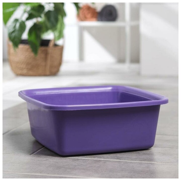 Таз хозяйственный квадратный, 7 л, пластик, микс