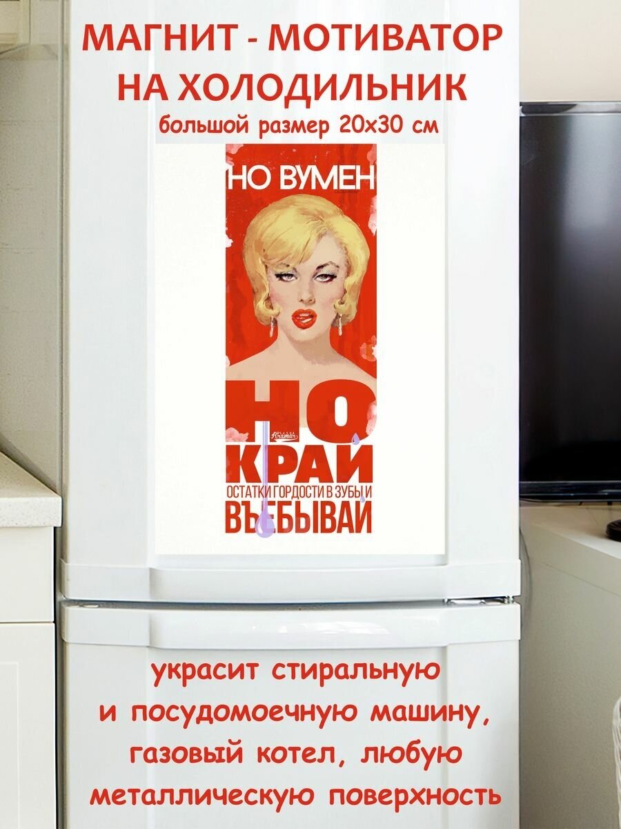 Прикольный подарок, не плачь мотивация магнит гибкий на холодильник 20 на 30 см