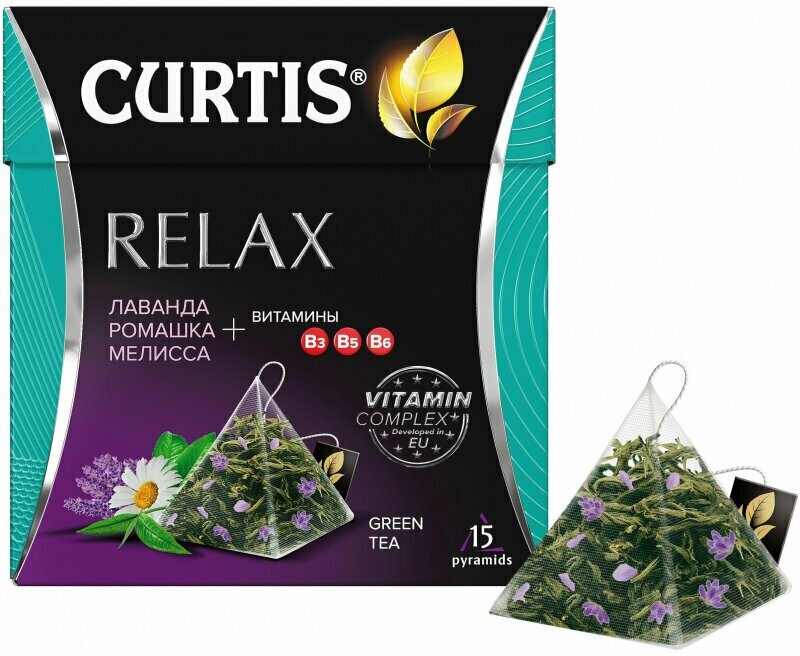 Чай Curtis зеленый Relax, ароматизированный, средний лист, 15шт/уп, 1423047