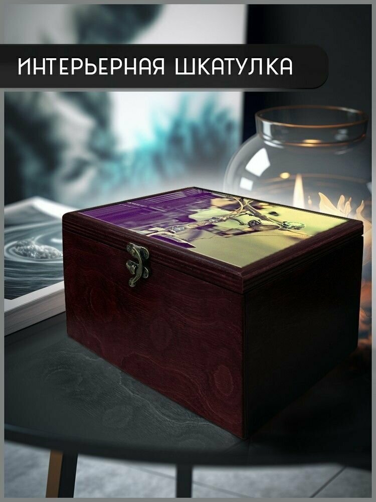 Шкатулка интерьерная для украшений вишневая 22x17x12 см пейзаж велосипед -29