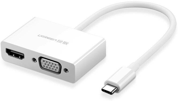 Переходник Ugreen MM123 (30843) USB-C to HDMI + VGA Converter (30 см) белый
