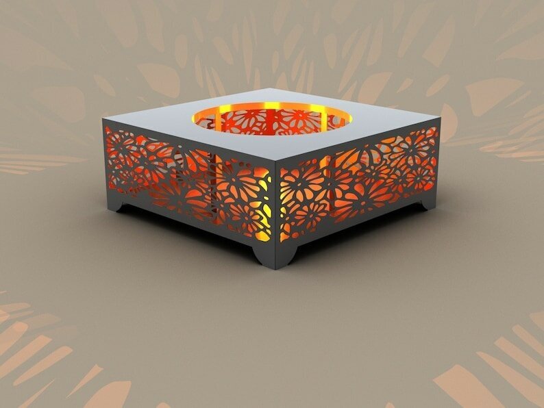 Очаг, чаша для костра, Костровая чаша, Жаровня для улицы Цветы - огнеупорная краска