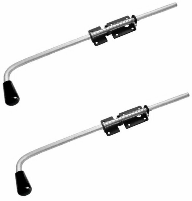 Засов для ворот и дверей с пружиной DOMART ЗСП-600 мм, задвижка дверная автоматическая, шпингалет накладной, комплект 2 шт, черный/хром