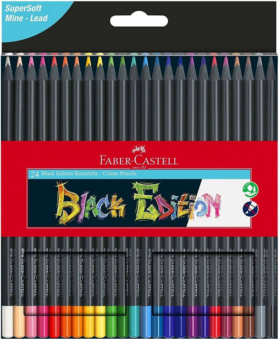 Цветные карандаши Faber Castell Карандаши цветные трехгран. Faber-Castell Black Edition черное дерево, 24цв.