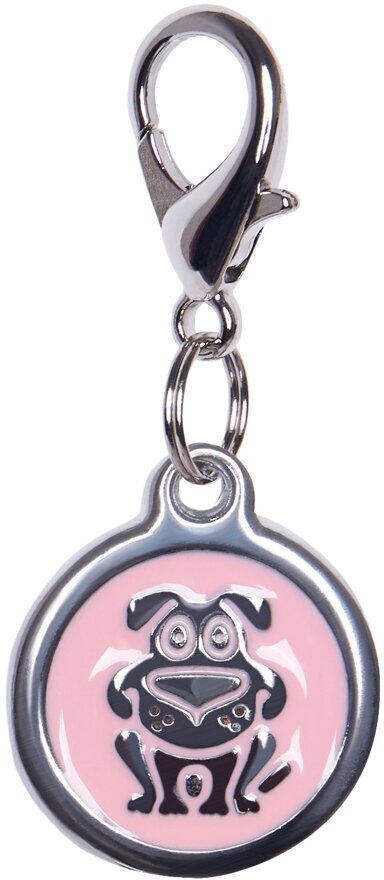 Адресник для собаки на ошейник Zoo One круглый средний "Собачка" розовый, 20 мм, под гравировку, 19091