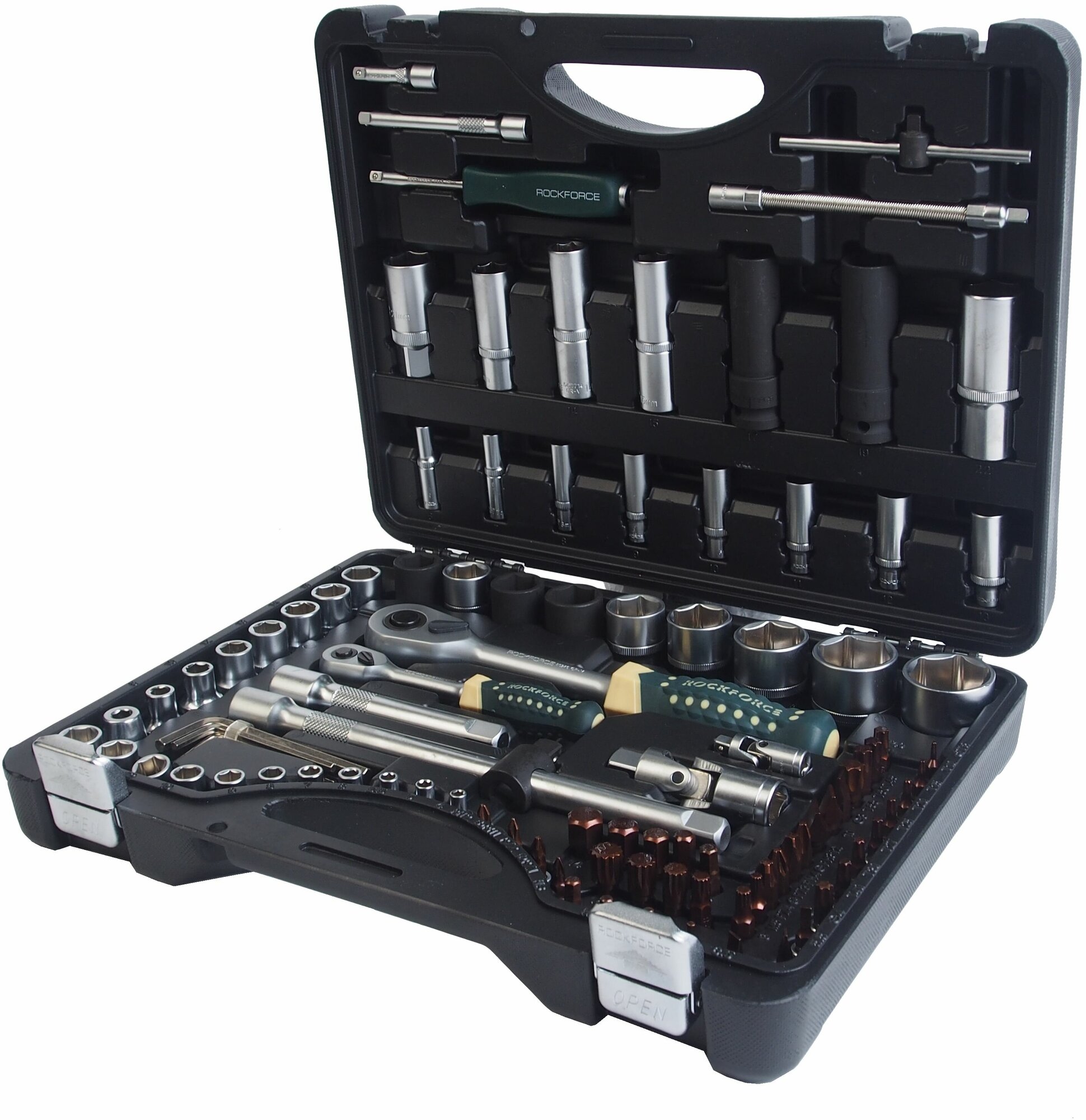 Набор торцевых головок и вставок RF-4941-5-PREMIUM: 1/2" & 1/4"DR 6-гранных 94пр.+ 6пр. ROCKFORCE