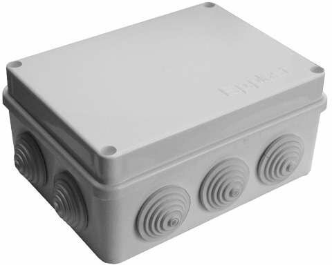 Распределительная коробка Электропромпласт серая, 150х110х70 мм, IP54, с клеммами, 10 выходов, 10 гермовводов, крышка на винтах