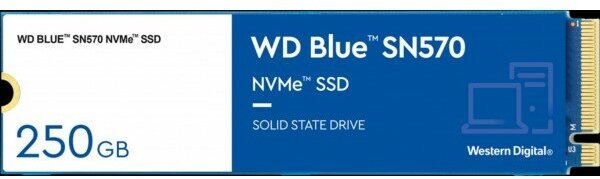 Накопитель SSD WD 250Gb, PCIe 3.0 x4, M.2 2280, Blue SN570 NVMe, R/W 3300/1200
