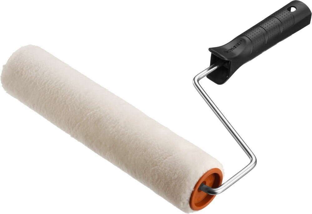 Валик малярный "оптима-велюр" в сборе, ворс 4мм, бюгель 6мм, 40х240мм, ЗУБР