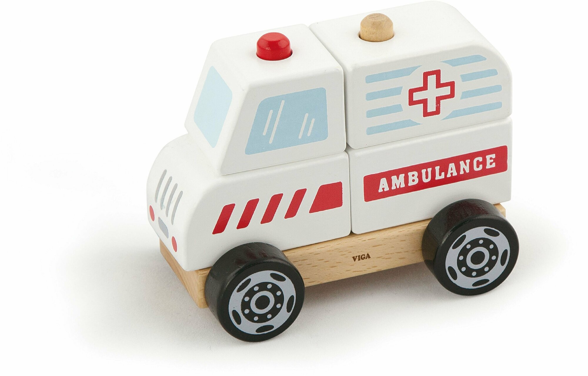 Развивающие игрушки из дерева Viga Toys Конструктор-пирамидка Скорая помощь 50204