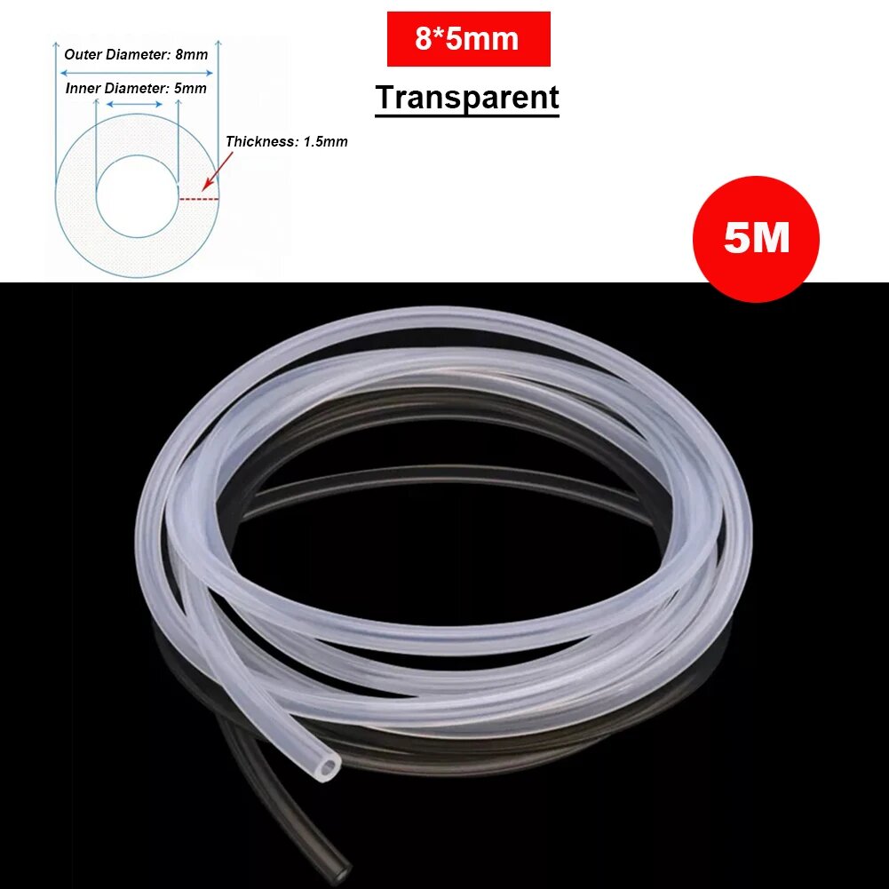 Силиконовый шланг 5м 8x5mm прозрачный