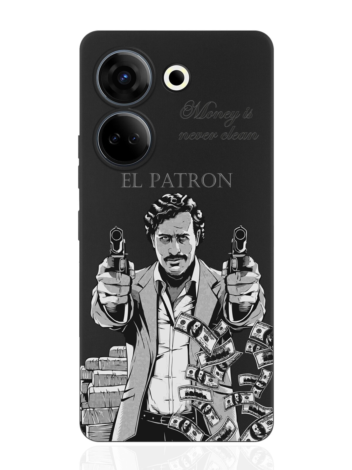 Чехол для смартфона Tecno Camon 20/ 20 Pro 4G черный силиконовый El Patron Pablo Escobar/ Пабло Эскобар