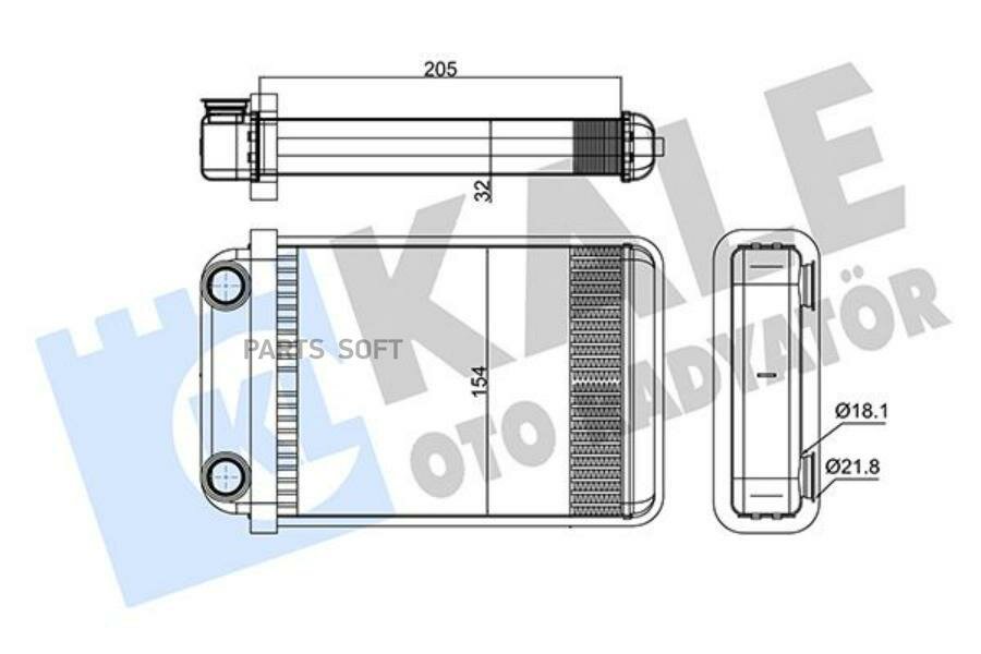 KALE 346390 Радиатор отопителя для а/м Opel Astra J (10-) паяный ()
