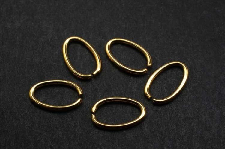 Кольца соединительные овальные 10х6х1мм, разъемные, цвет золото, хирургическая сталь, 13-110, 5шт