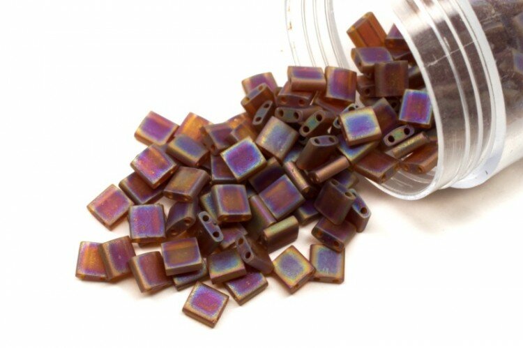 Бисер японский MIYUKI TILA #0134FR темный топаз, матовый радужный прозрачный, 5 грамм