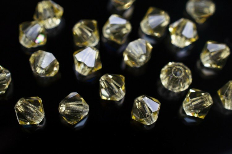 Бусины биконусы хрустальные 4мм, цвет JONQUIL, 746-025, 20шт